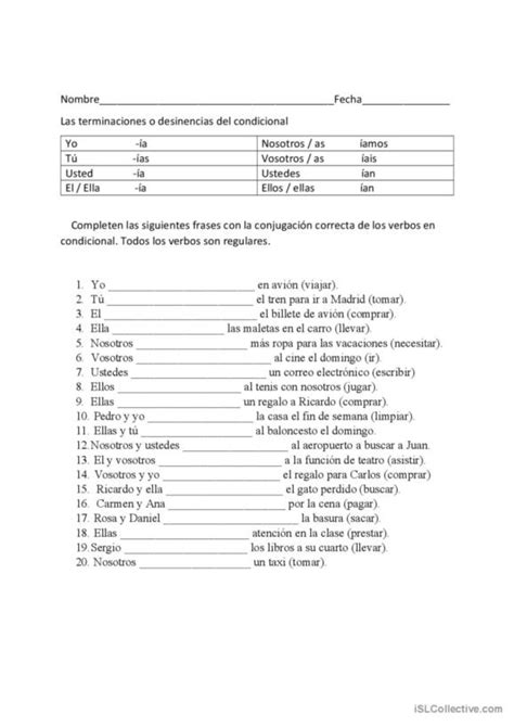 Espa Ol Ele Hojas De Trabajo Pdf Doc Verbos Regulares P