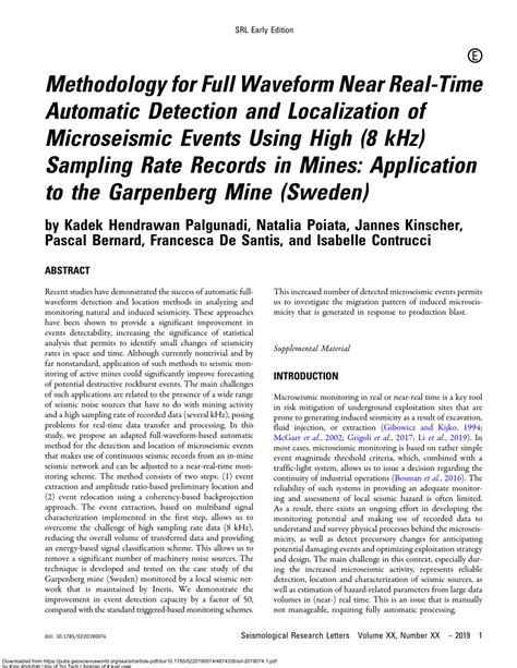 pdf methodology for full waveform near real time automatic detection and localization of