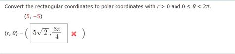 solved convert the rectangular coordinates to polar