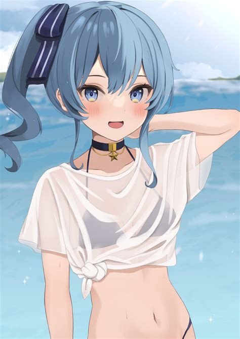 Hanazawa Ma Hololive Hoshimachi Suisei Bikini See Through Swimsuits Wet