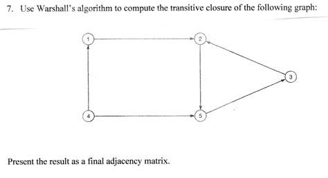 solved 7 use warshall s algorithm to compute the transitive