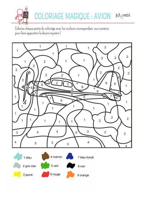 Coloriage Magique Avion MOMES