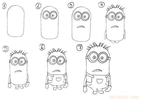 jak narysować minionka Dominek