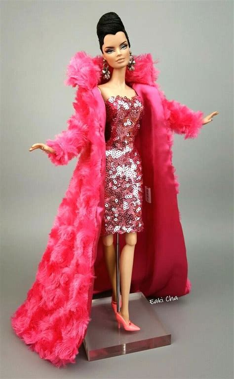 Pink Evening Dress Outfit Gown Fur Coat Fits Silkstone Barbie Fashion