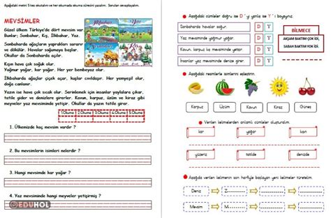 Mevsimler Okuma Anlama Eduhol Ders Videoları İzle Online Test Çöz