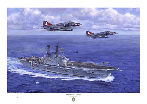 HMS ARK ROYAL And Phantoms Oil Painting By Ross Watton Royal Navy