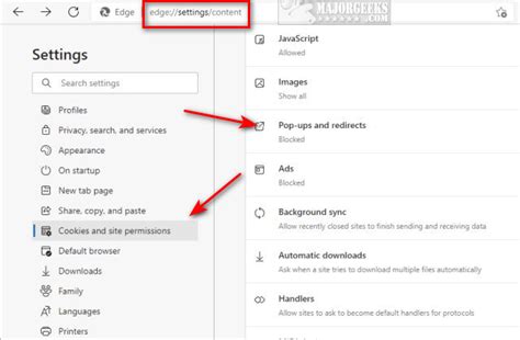 How To Block Or Allow Pop Ups In Microsoft Edge MajorGeeks