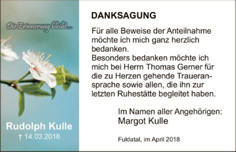 Traueranzeigen Von Rudolph Kulle Trauer HNA De