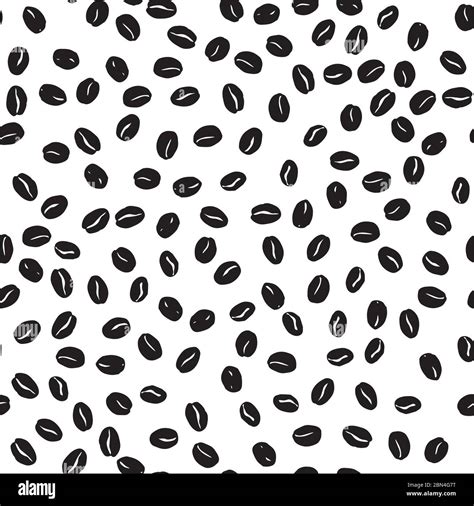 Coffee Beans Seamless Pattern Seeds Of Coffee Randomly Placed On White