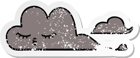 autocollant en détresse d un nuage d orage de dessin animé mignon