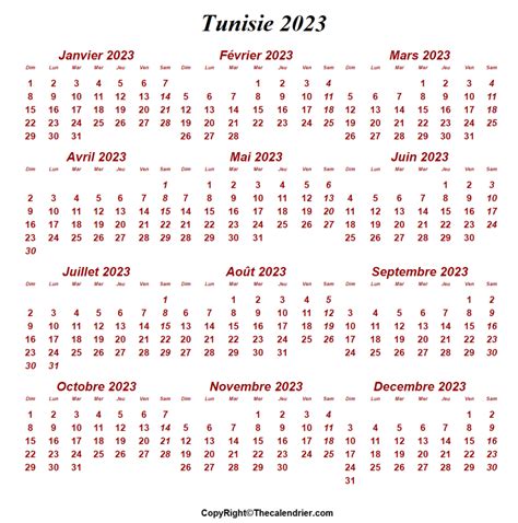 Calendrier Jours F Ri S Tunisie 2023 Et 2024 Calendrier 2023