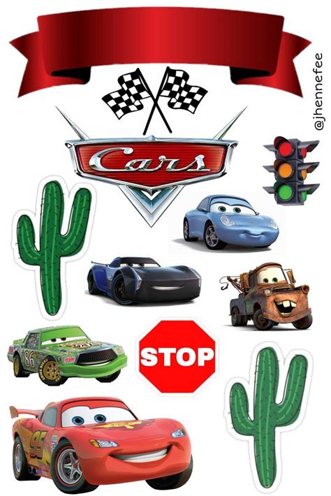 TOPO DE BOLO TEMA CARROS Car Cake Toppers Cars Birthday Party Disney