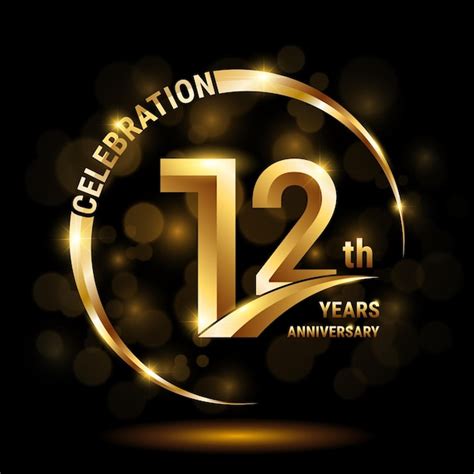 Premium Vector 12th Anniversary Celebration Logo Design With Gold