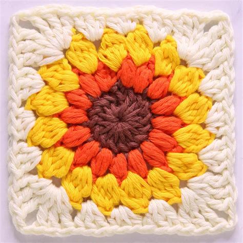 Sunburst Granny Squares Sunflower Easy Free Pattern TREASURIE
