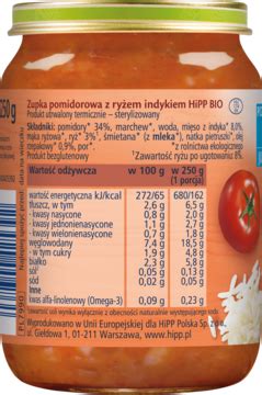HIPP BIO od pokoleń danie w słoiczku Zupka pomidorowa z ryżem i