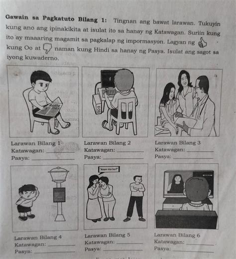 Gawain Sa Pagkatuto Bilang Tingnan Ang Bawat Larawan Tukuyin Kung