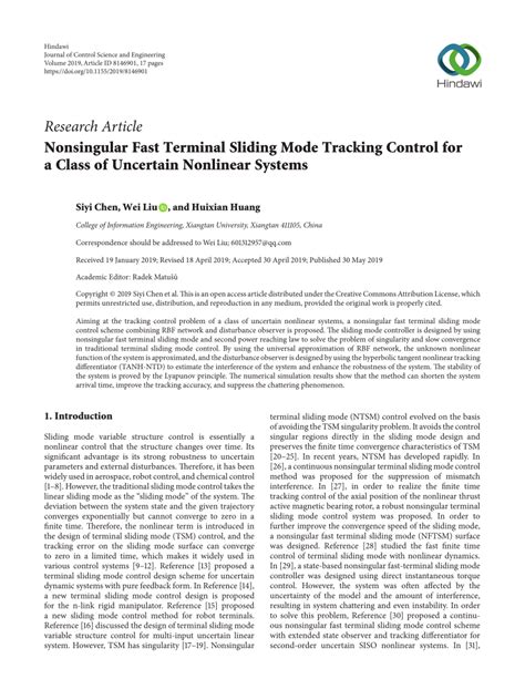 pdf nonsingular fast terminal sliding mode tracking control for a class of uncertain nonlinear