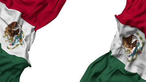 Mexico Flag Cloth Wave Banner In The Corner With Bump And Plain Texture