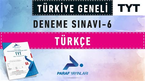 Tyt T Rk Ye Genel Deneme Sinavi T Rk E Youtube