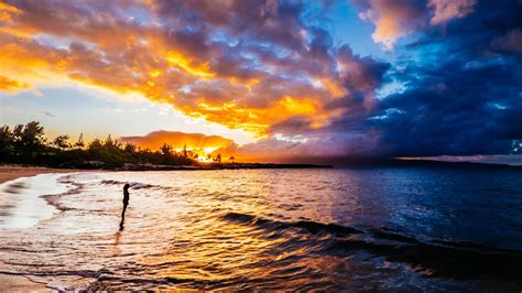 Papel De Parede Luz Solar Panorama P R Do Sol Mar Ba A Natureza