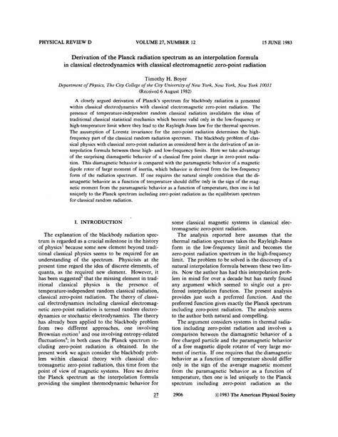 PDF Derivation Of The Planck Radiation Spectrum As An Interpolation