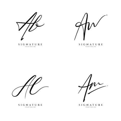 Conjunto De Logotipo De Escritura A Mano Inicial Vector Premium