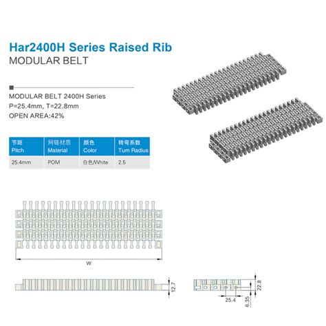 Har2400H Series Raised Rib Modular Belt