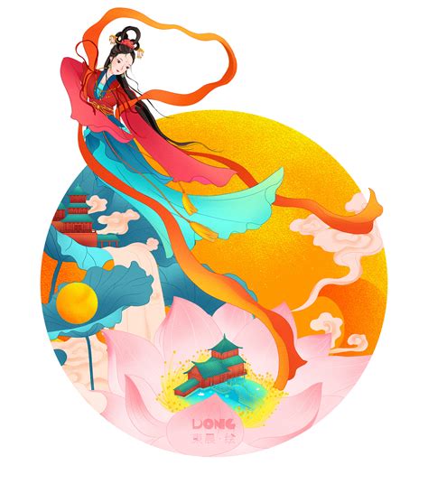 中秋节飞天嫦娥插画 插画 商业插画 東晨 原创作品 站酷 ZCOOL