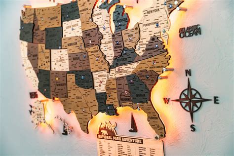 Led World Map Wood World Map Modern Home Decor Led Wall Art Led World