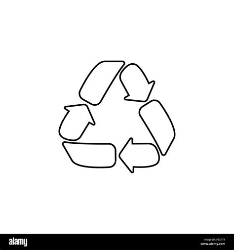 Reciclar el signo aislado icono de la línea negra sobre fondo blanco