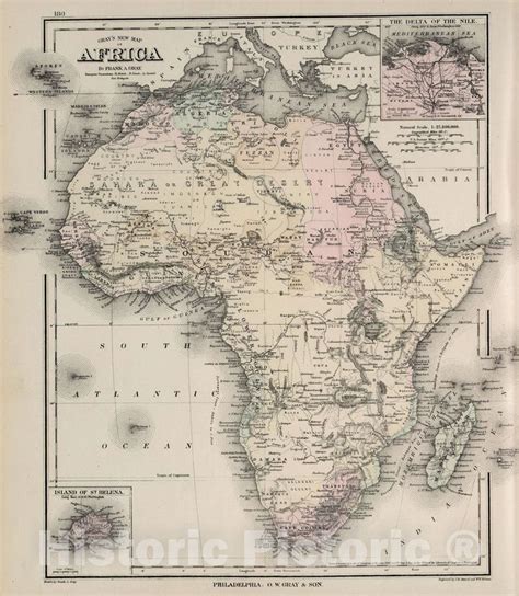 Historic Map National Atlas 1880 Africa Vintage Wall Art