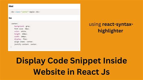 How To Display Code Snippet In React React Syntax Highlighter