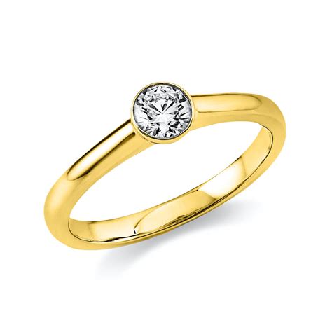 Solitär Ring aus 585 Gelbgold mit Brillant 0 30 Ct Zarge