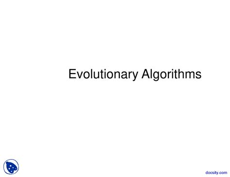 evolutionary algorithms advanced theory of computation lecture slides docsity