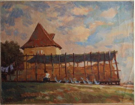TABLEAU DÉBUT 20ÈME huile sur toile scène agricole typique France