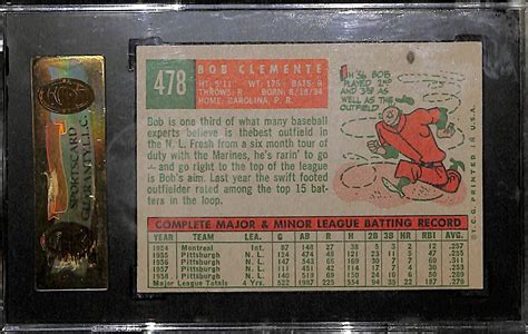 Lot Detail 1959 Topps 478 Roberto Clemente Card SGC 80
