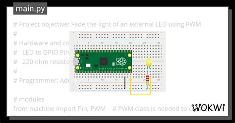 raspberry pi pico fading an led using pwm wokwi esp32 stm32 arduino simulator