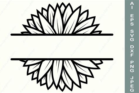 Frame Svg Flower Border Svg Sunflower Split Monogram Svg Mailbox