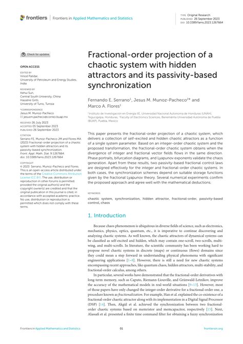 pdf fractional order projection of a chaotic system with hidden attractors and its passivity
