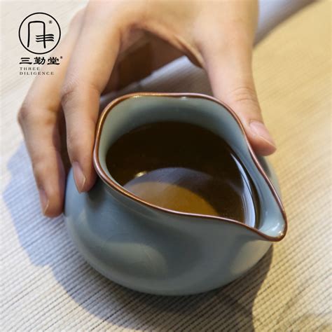 三勤堂汝窑手抓公道杯陶瓷公杯景德镇茶具大号分茶器茶海单个装 虎窝淘
