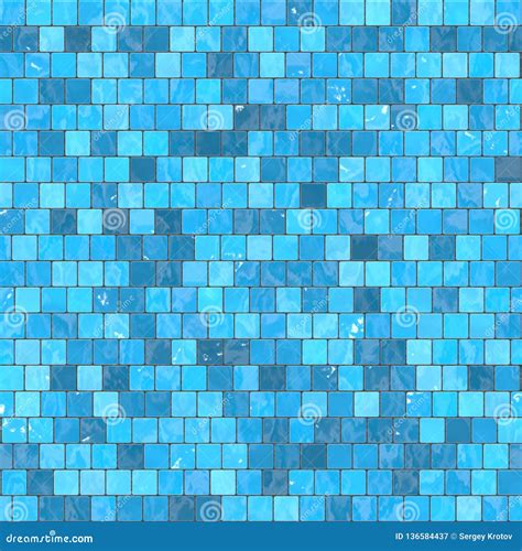 Ceramic Blue Mosaic Background Seamless Texture In Swimming Pool Or