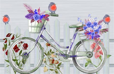 Flowers And Picket Fence And Bike Free Stock Photo Public Domain Pictures