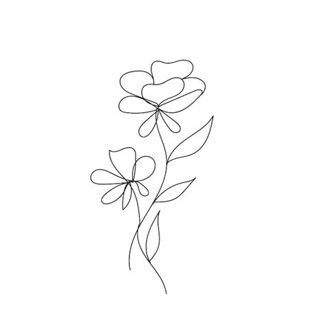 Dibujo de una línea ilustración de flor minimalista en estilo de arte