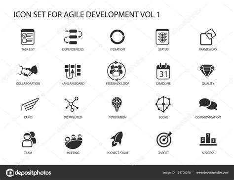 Agile Software Development Vector Icon Set Stock Vector Image By Nils