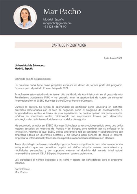 Carta de motivación para Erasmus guía plantillas y ejemplo