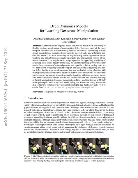 deep dynamics models for learning dexterous manipulation deepai