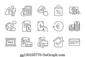 Payment And Graph Chart Icons Set Receive Money Clip Art Royalty