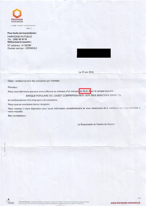 Lettre Resiliation Harmonie Mutuelle Lettre Exemples