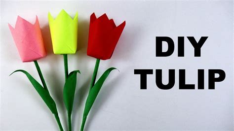 How To Make Tulip Flower With Paper Easy Paper Flowers YouTube
