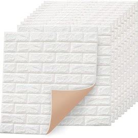 10 Pièces Papier Peint Adhesif Mural Papier Peint Brique Blanc Mural 3d